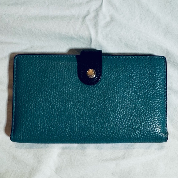 Bags | Coach Elegant Blue Leather Wallet | Poshmark